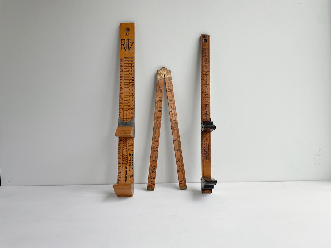 Set of 3 Vintage Wood Measuring Sticks | Foot Measuring & Folding ...
