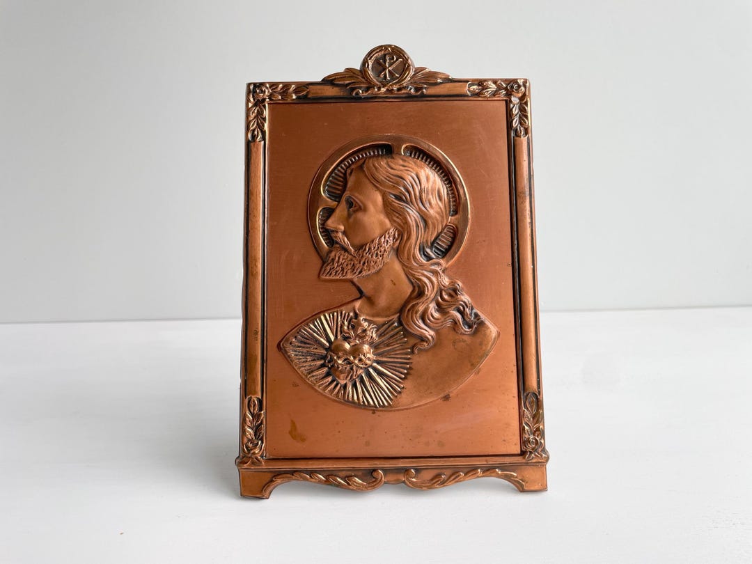 Vintage Copper Sacred Heart of Jesus Wall Hanging Plaque - Etsy