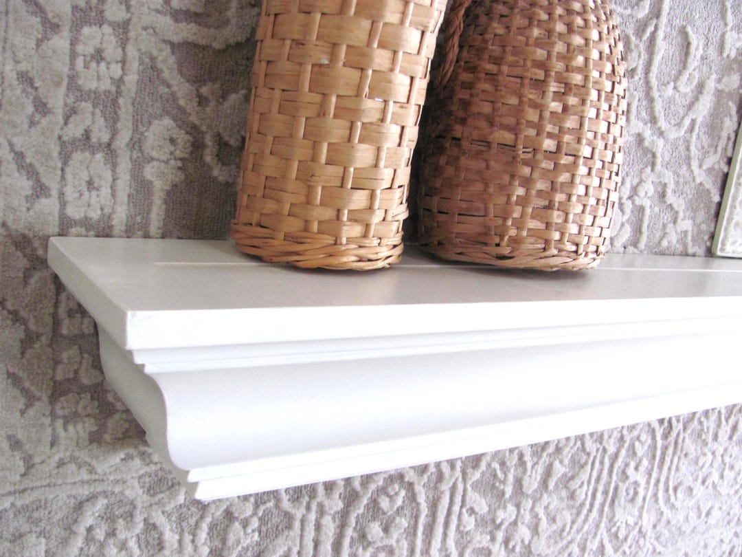 Large Crown Molding Shelf, 4 Feet Long, White Painted Wood Wall Shelf ...