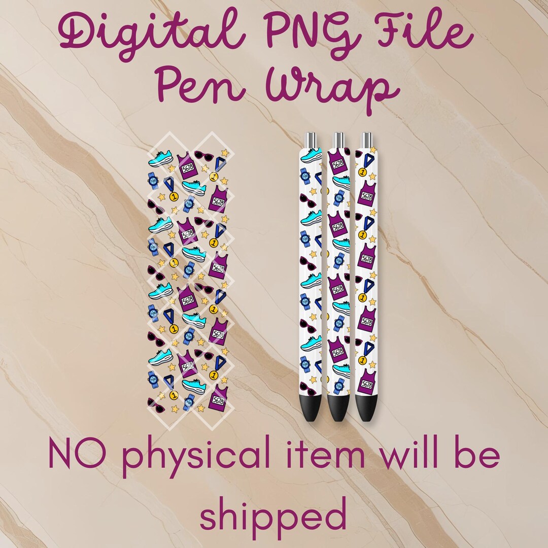 Digital Pen Wrap Design - Cute Hand-drawn 300dpi PNG Seamless Digital ...