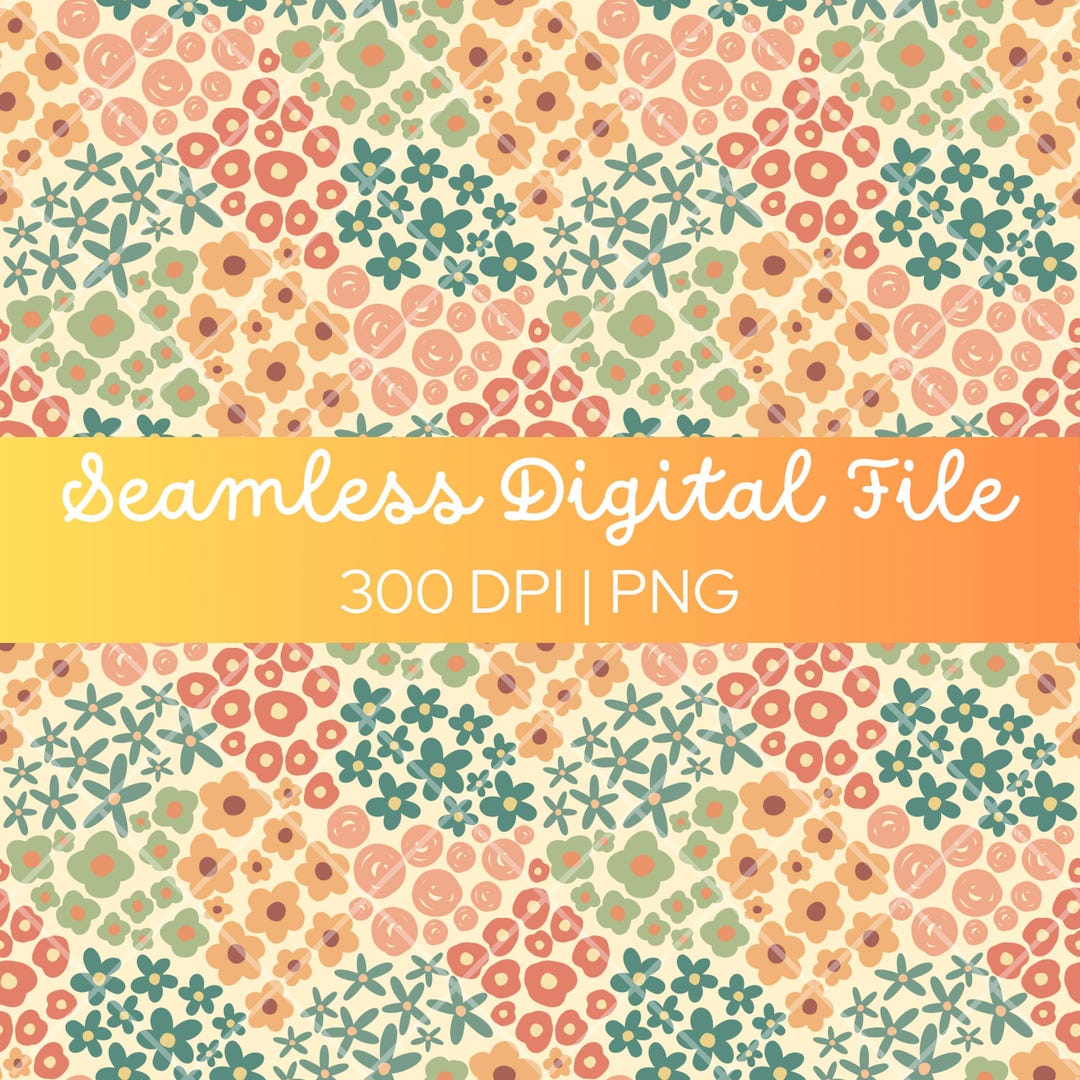 Vintage Ditsy Floral Seamless Digital Repeating Pattern, Hand-drawn ...