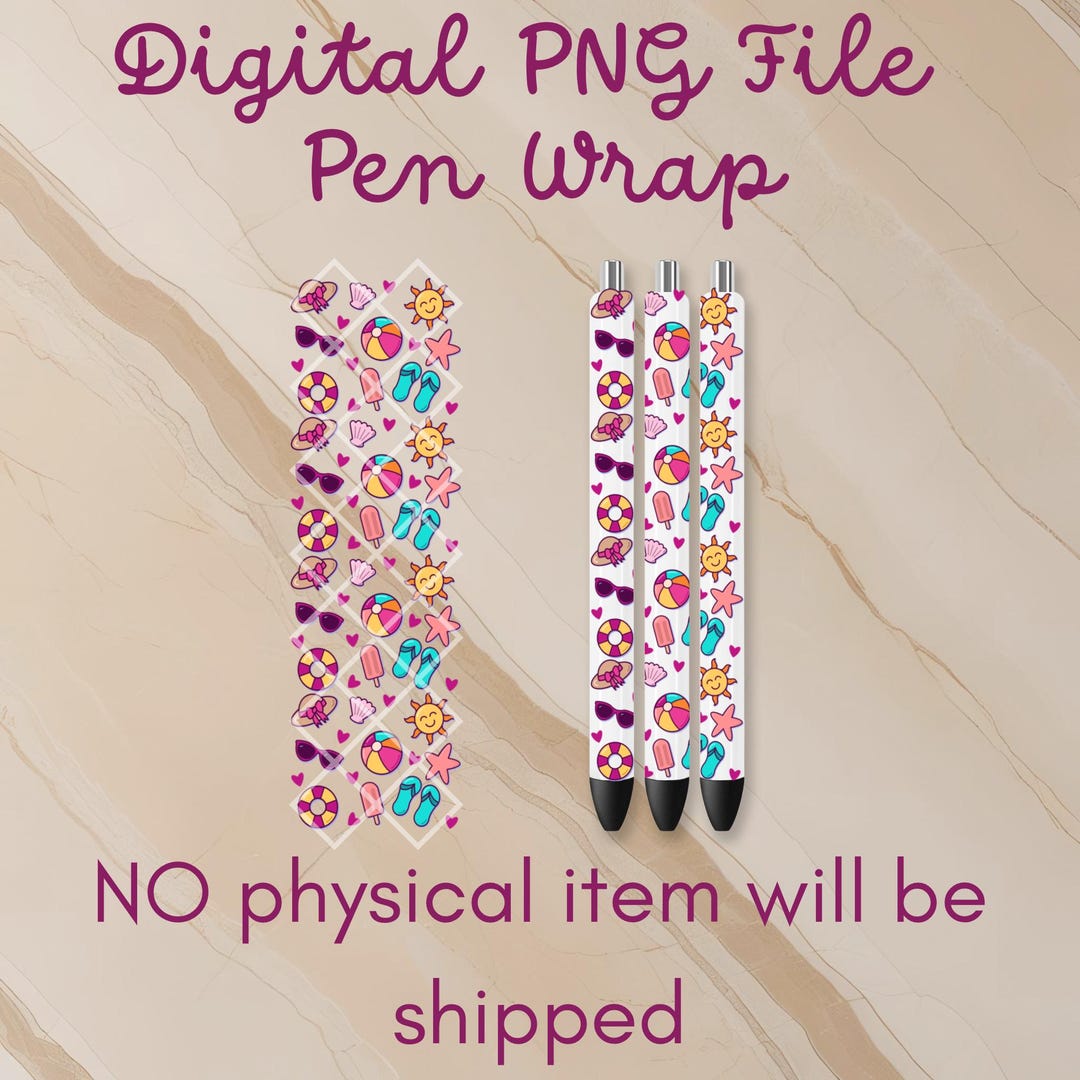 Digital Ink Joy Pen Wrap Design - Cute Hand-drawn 300dpi PNG Seamless ...