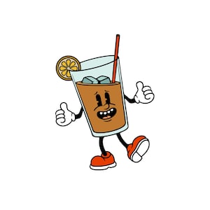 Retro Iced Tea Character PNG - Etsy