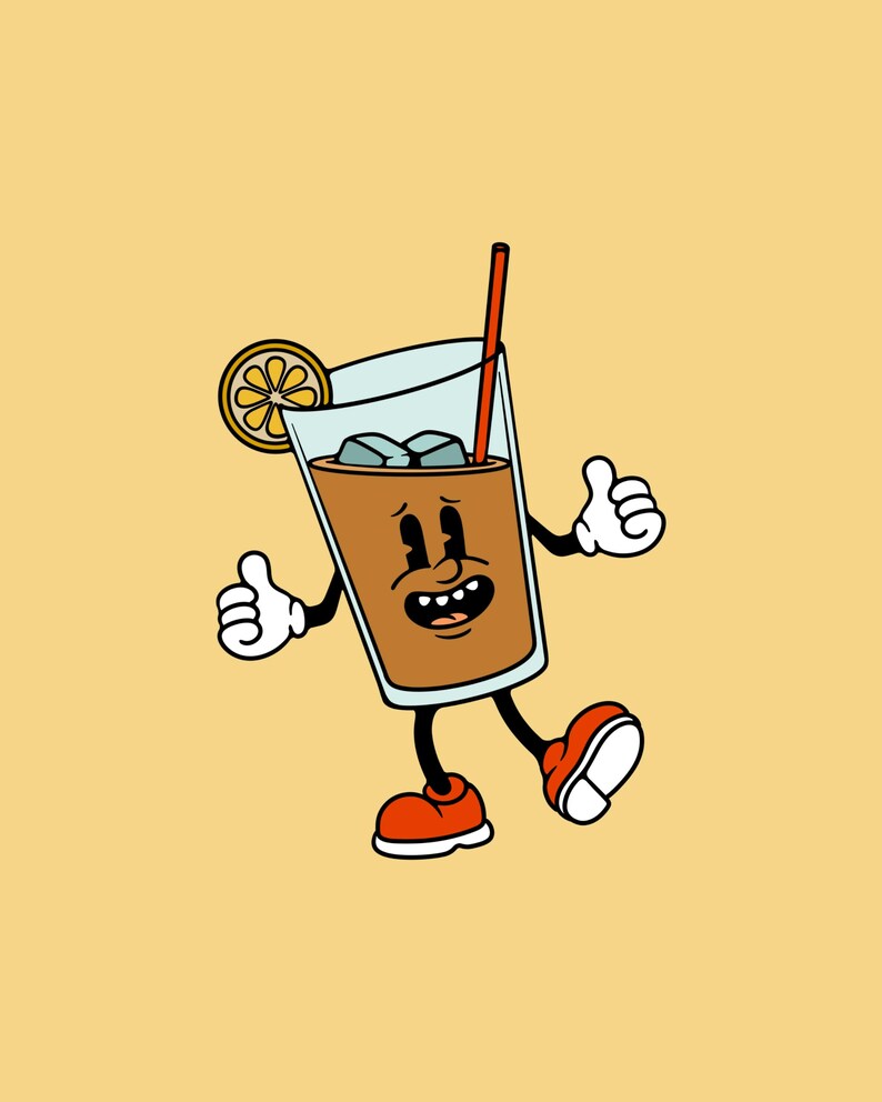 Retro Iced Tea Character PNG - Etsy