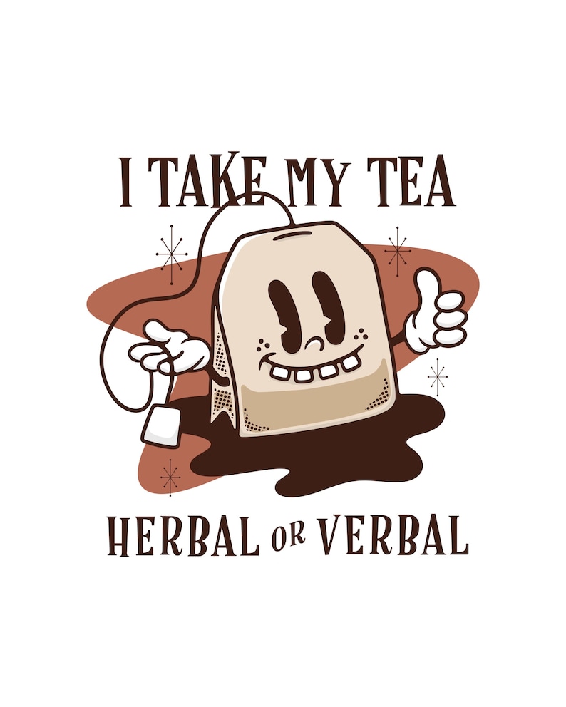 Retro Tea Bag Character PNG - Etsy