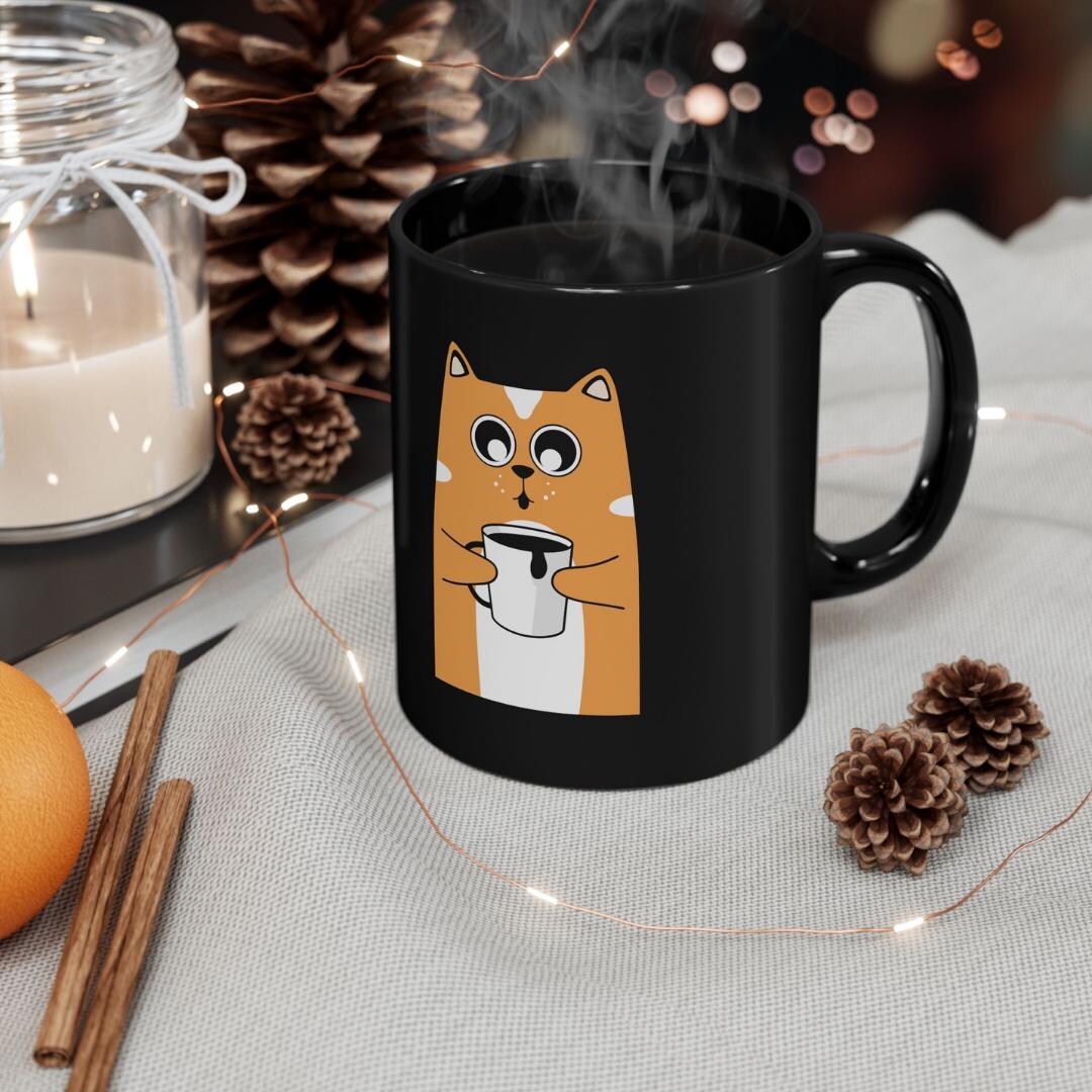 Cute Coffee Cat SVG – Funny Cat Holding Mug Digital Download – Kawaii ...