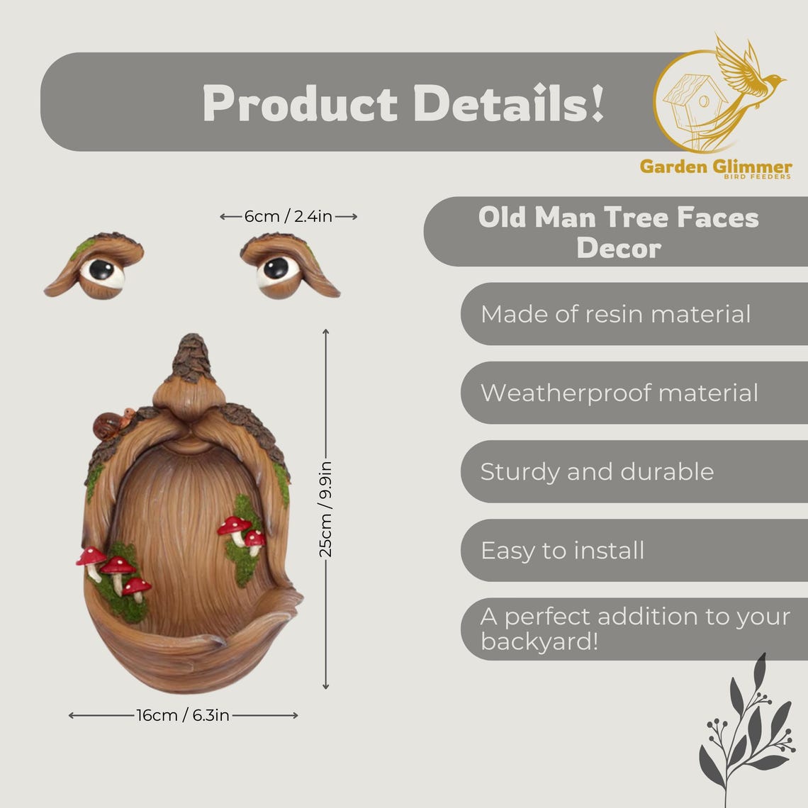 Tree Face Decor, Tree Hugger, Outdoor Bird Feeder, Attractive Backyard ...