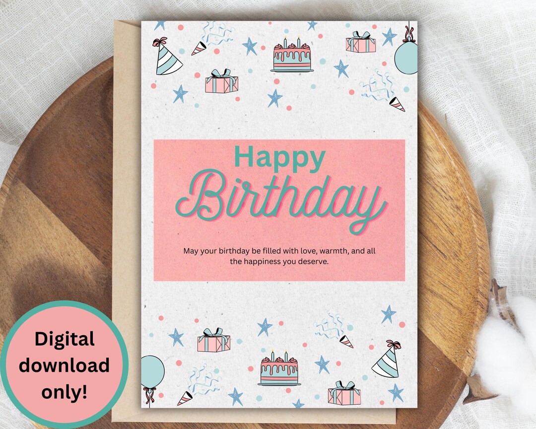 Printable Birthday Card: DIY Pastel Design (digital Download) - Etsy