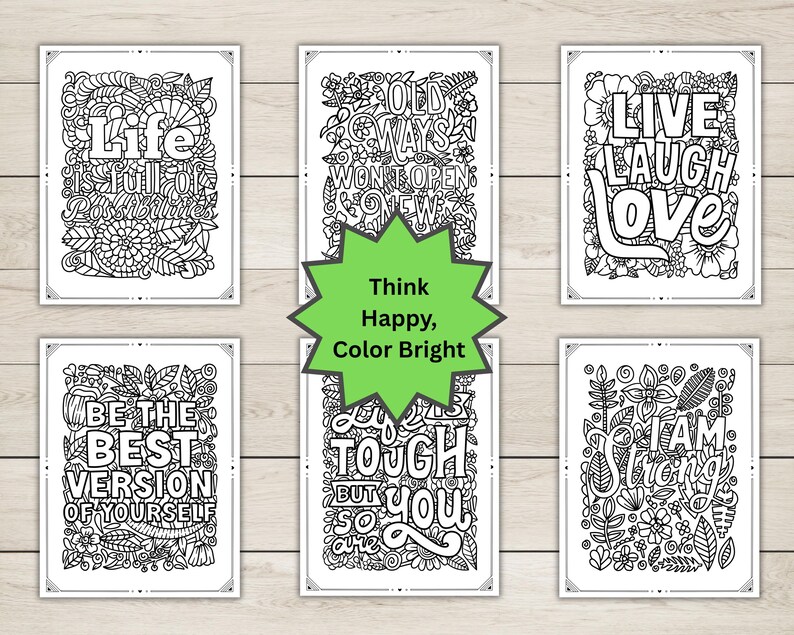 Motivational Quotes Coloring Pages for Stress Relief | 15 Printable ...