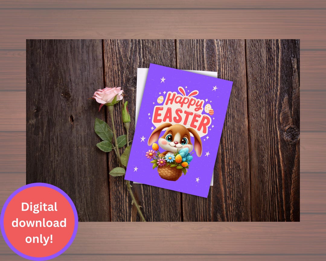 Happy Easter Bunny Card Printable | Cute Easter Greeting Card | 4x6 ...