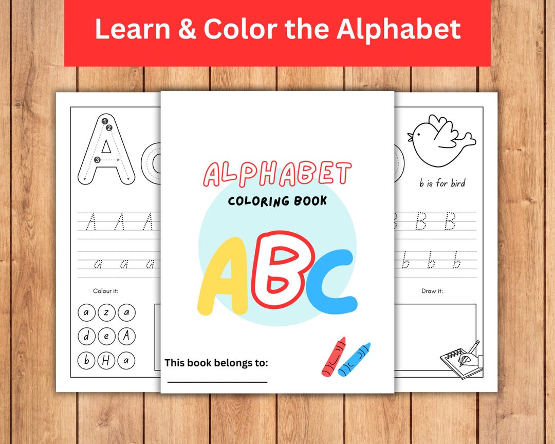 ABC Tracing Coloring Book: A-Z Alphabet Worksheet (PDF Printable) - Etsy
