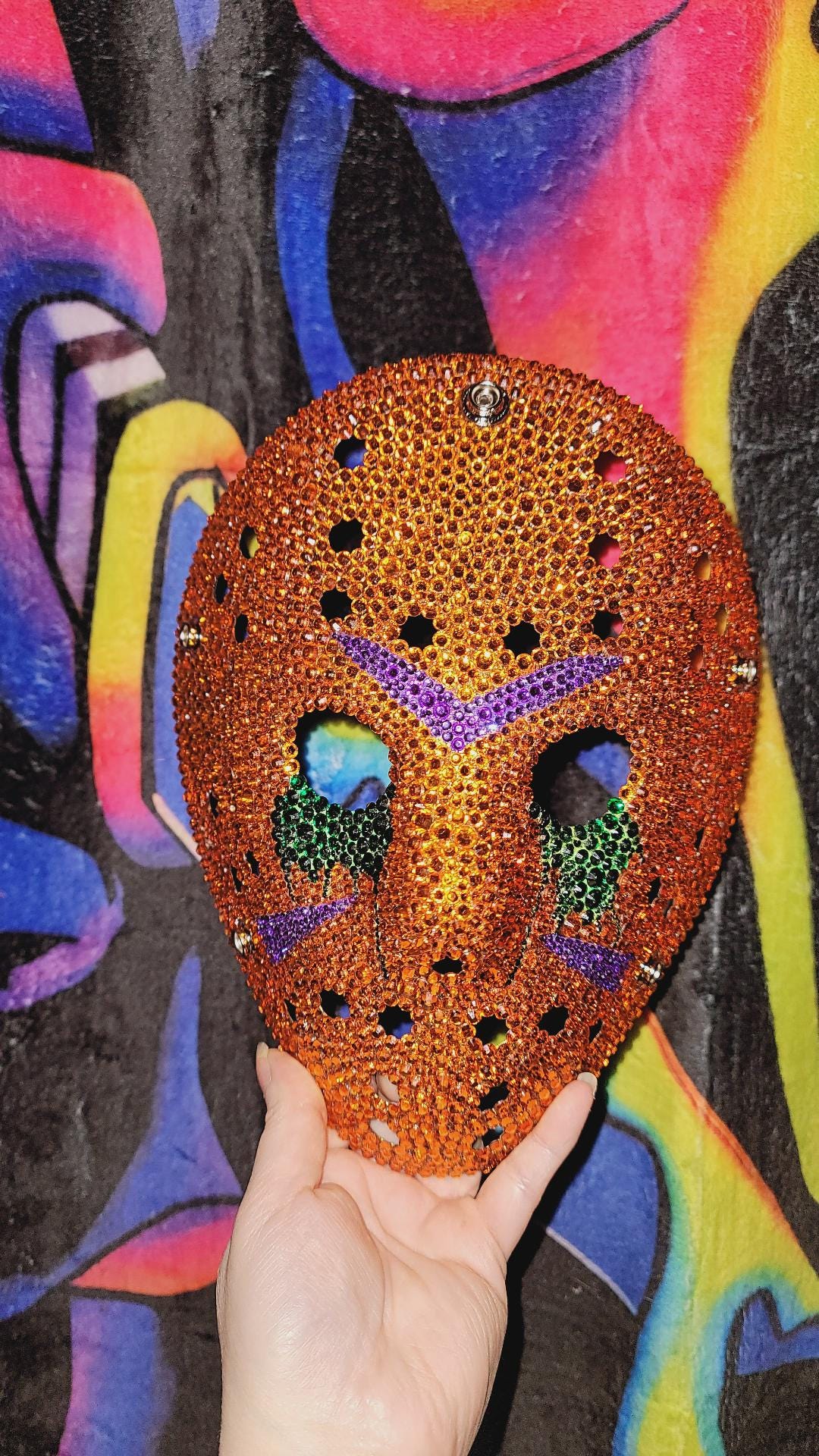 Hand Bedazzled Halloween Pumpkin Jason Voorhees Horror Friday the 13th ...