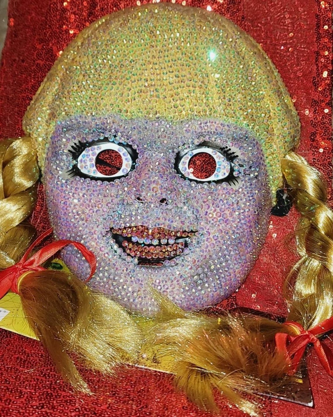 Hand Bedazzled Annabelle Comes Home With Pigtails Doll Horror Scary ...
