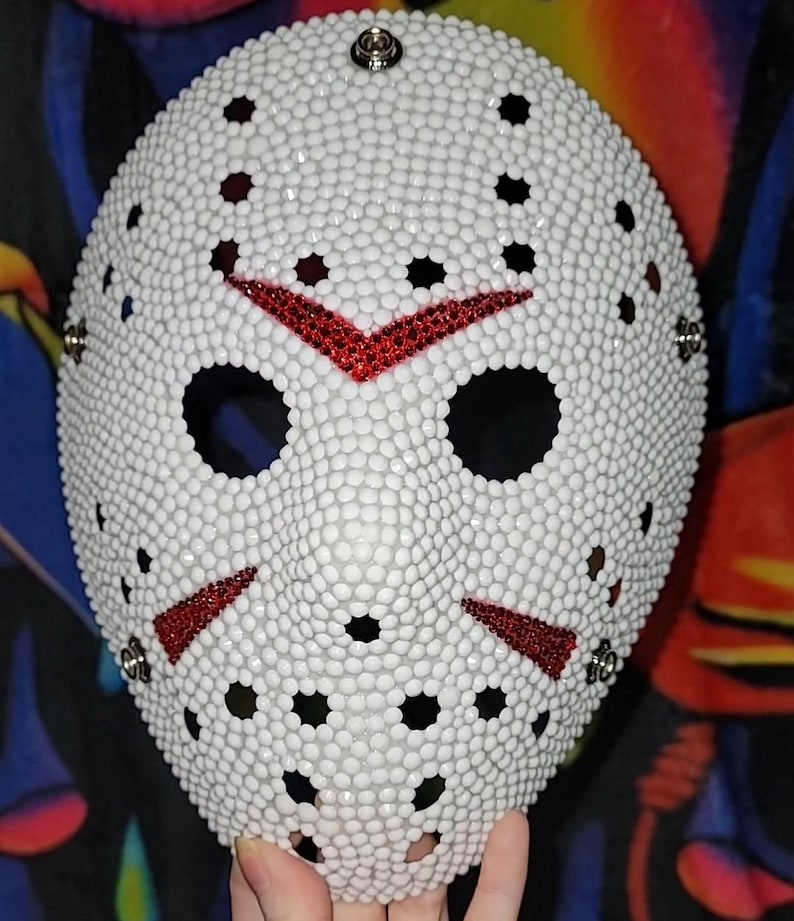 White & Red Hand Bedazzled Jason Voorhees Hockey Friday the 13th Horror ...