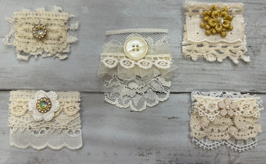 Vintage Lace and Button Clusters for Embellishments Set 4 - Etsy