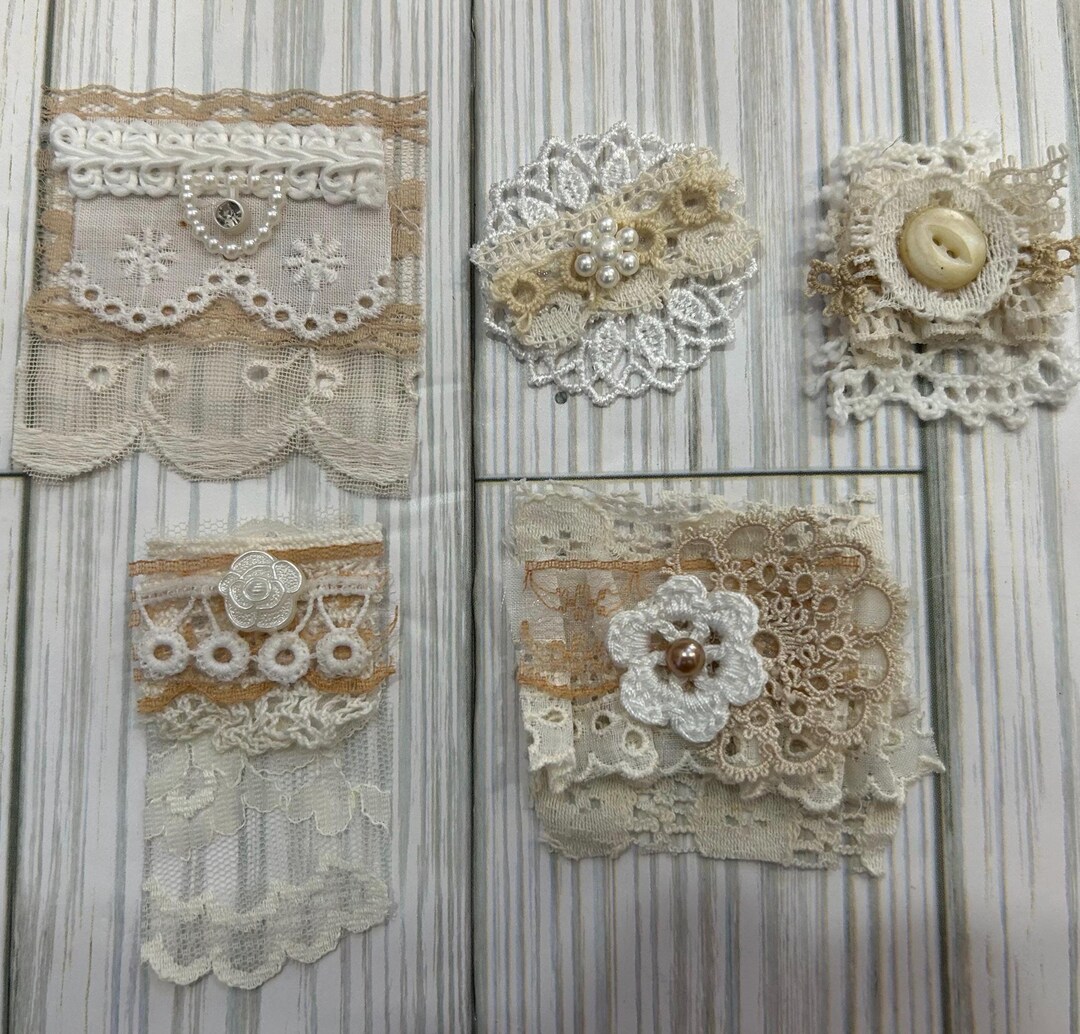 Vintage Lace and Button Clusters for Embellishments Set 7 - Etsy