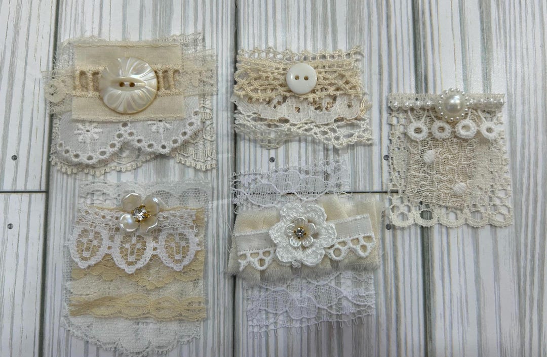 Vintage Lace and Button Clusters for Embellishments Set 6 - Etsy