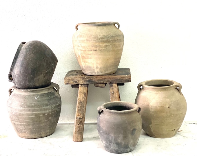 Vintage European Market Pots, Black Clay Pots, Gray Clay Pots - Etsy
