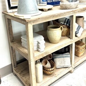 Vintage French Shop Counter or Island, Limed Wood, Bottom Shelf ...