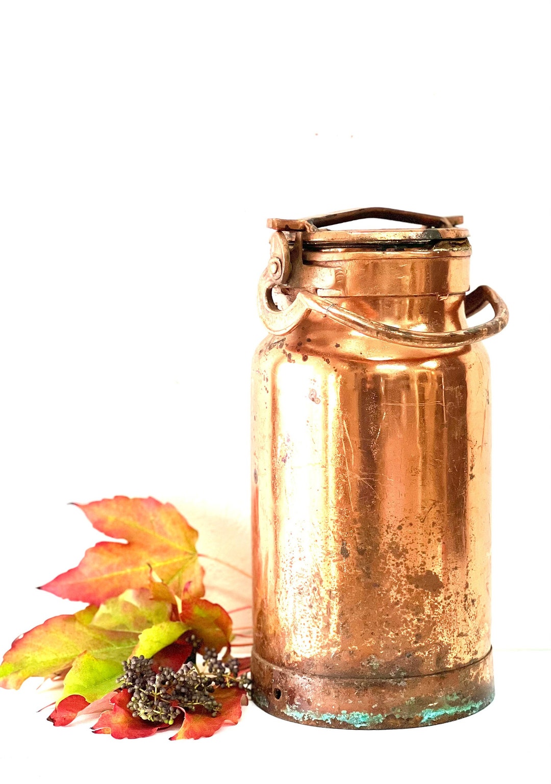 Vintage European Copper Milk Jug, Copper and Metal Milk Can, Farm ...