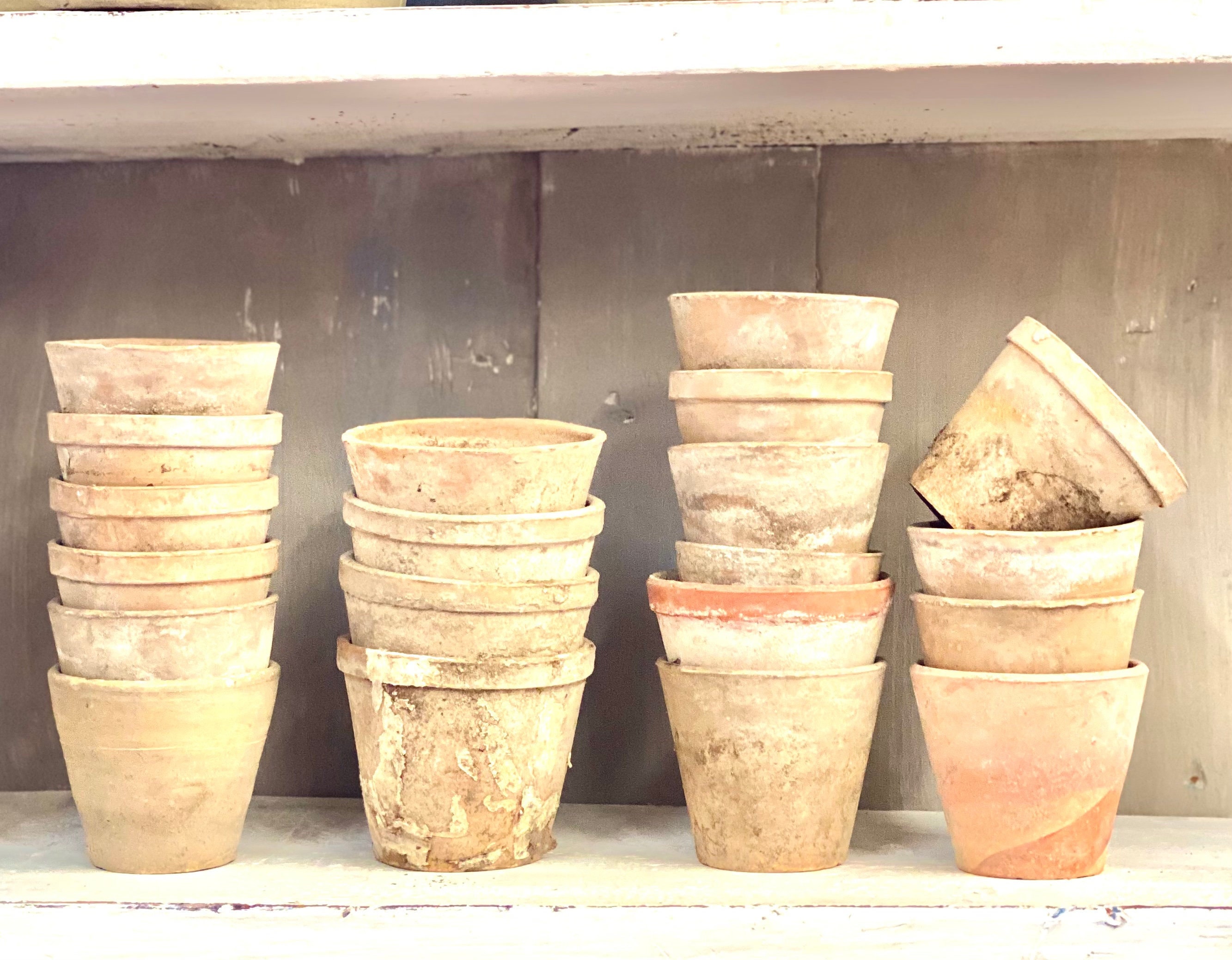 Set of Three, French Petit Clay Pots, Vintage French Planting Pots ...