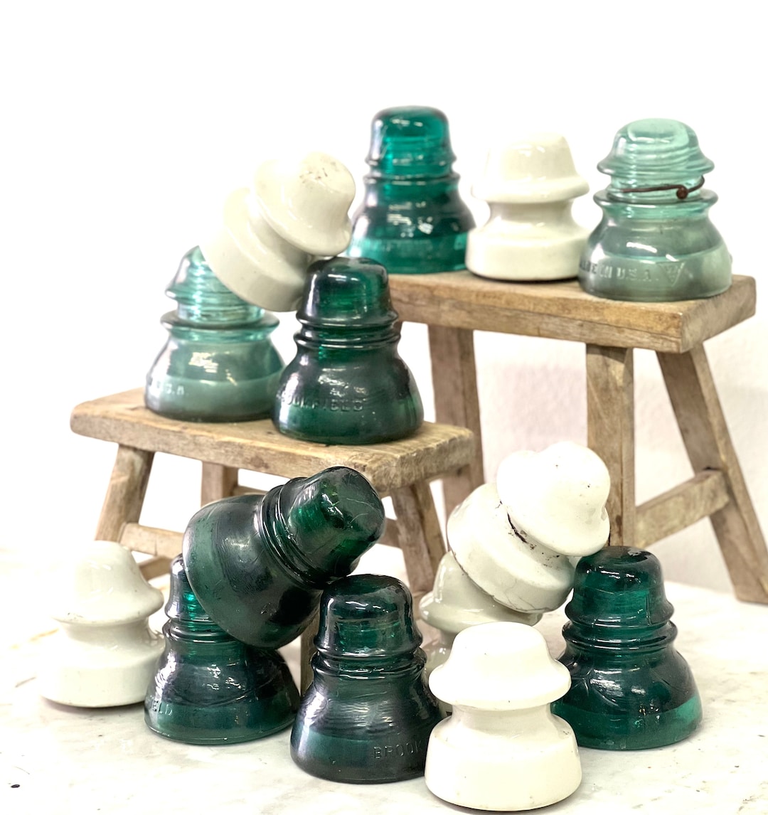 Vintage Green Insulator, Vintage White Porcelain Insulator - Etsy