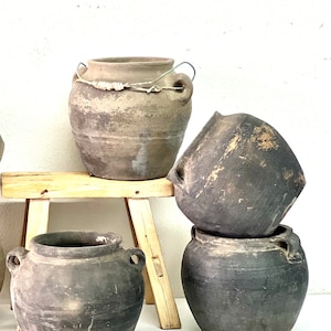 Vintage European Market Pots, Black Clay Pots, Gray Clay Pots - Etsy