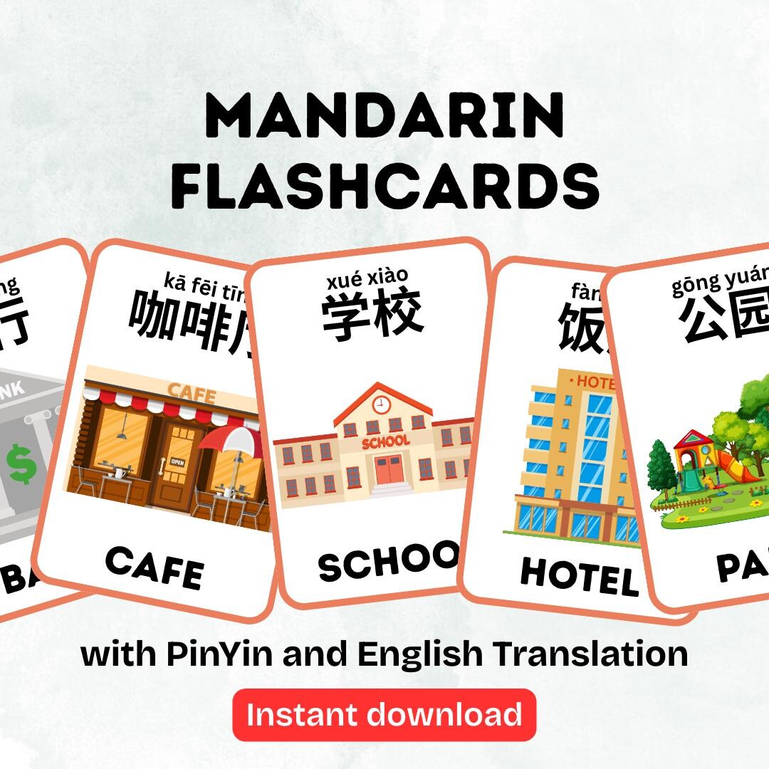 Mandarin Chinese Simplified Public Places Flashcards | English ...