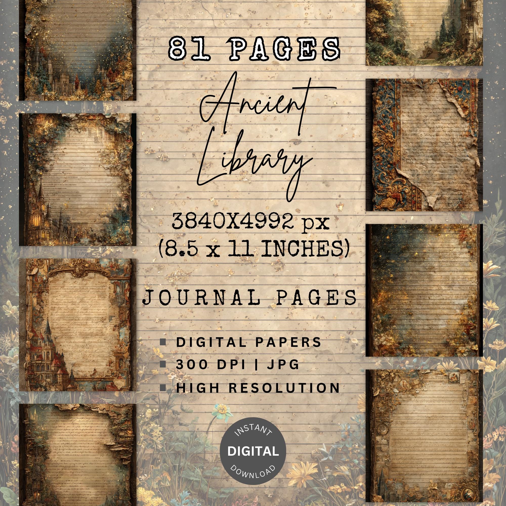 Ancient Library Mega | Old Book Digital Paper Bundle | Vintage Study ...