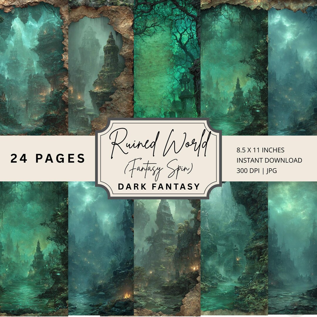 Ruined Fantasy World Digital Paper | Mystical Journal Kit | Post ...