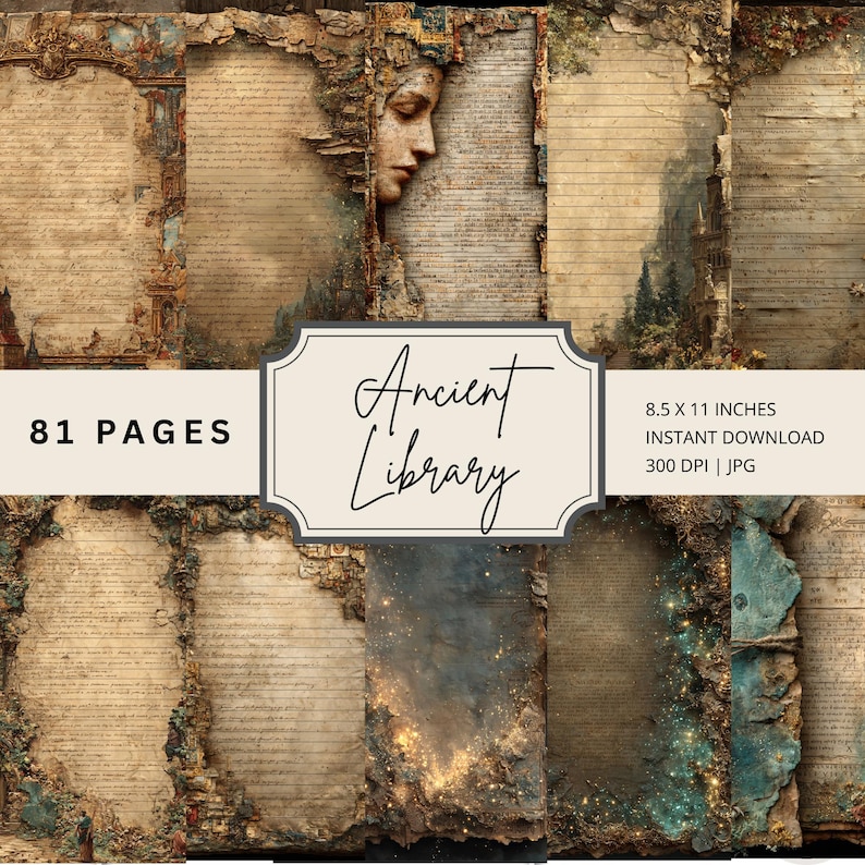 Ancient Library Mega | Old Book Digital Paper Bundle | Vintage Study ...