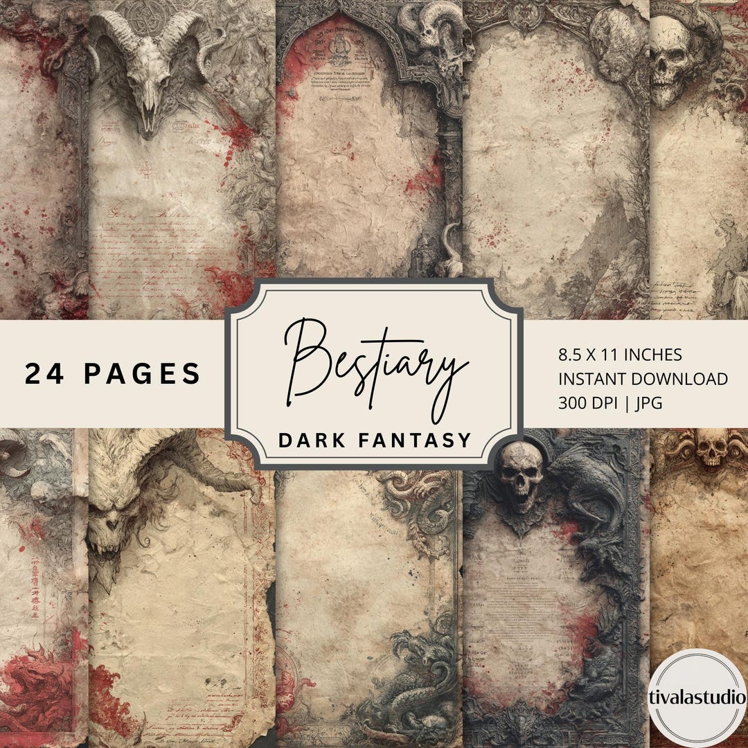 Medieval Bestiary Digital Paper | Mythical Creatures Journaling ...
