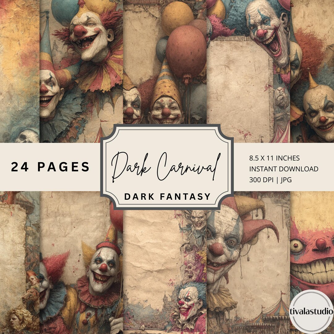 Horror Clown Junk Journal Kit | Halloween Printable Pages | Creepy ...