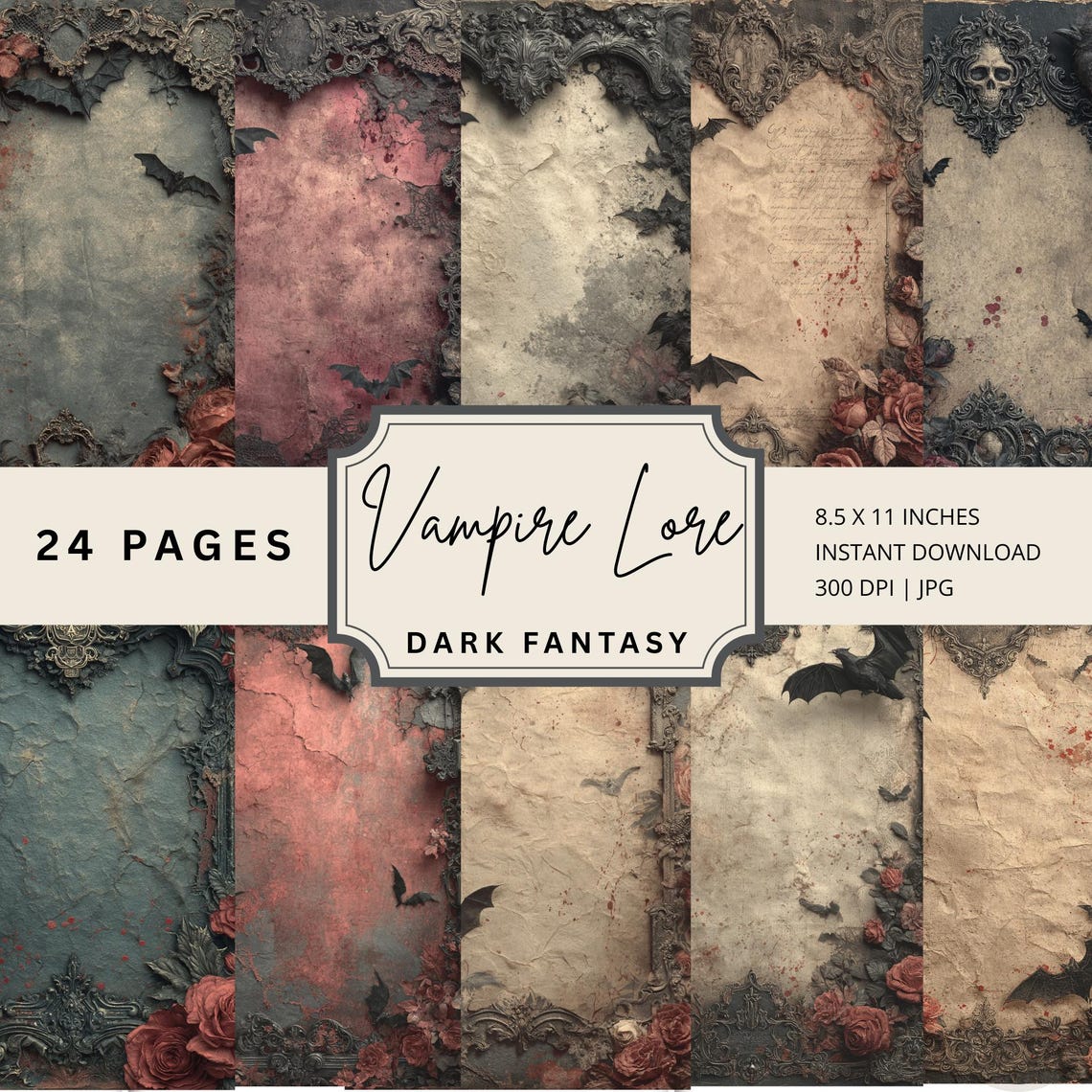 Vampire Lore Junk Journal Kit | Gothic Digital Paper | Dark Academia ...