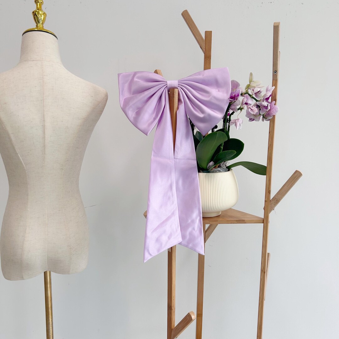 Taro Purple Ribbon Bow Double Taffeta Bow Satin Bow Train Detachable ...
