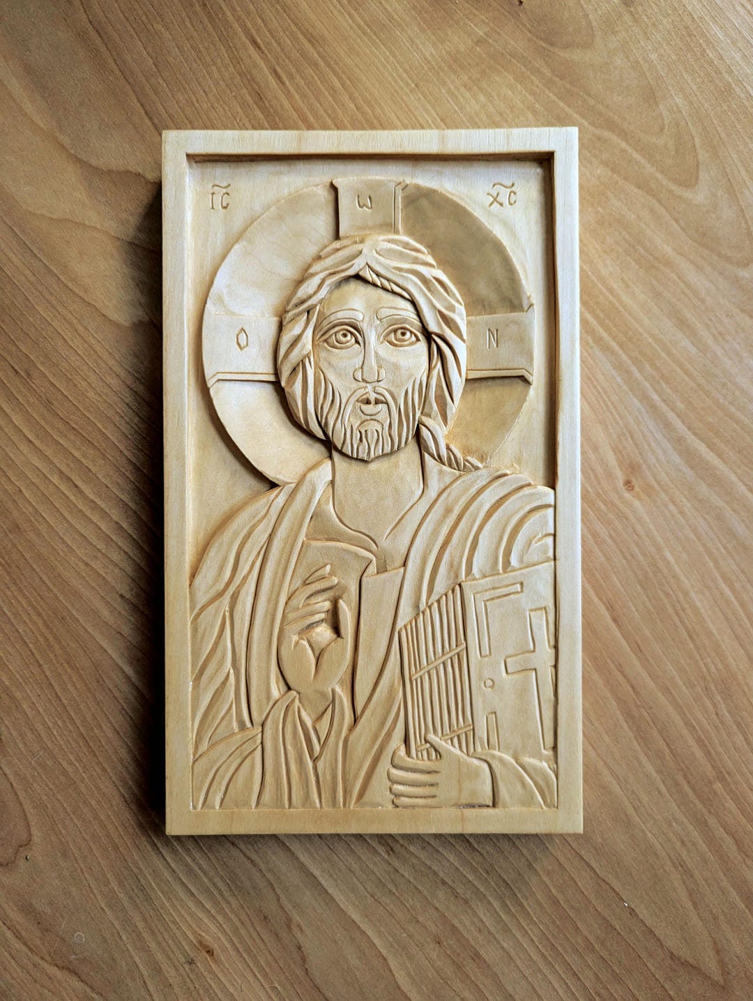 Jesus Christ Pantocrator - Hand Carved Icon - Etsy