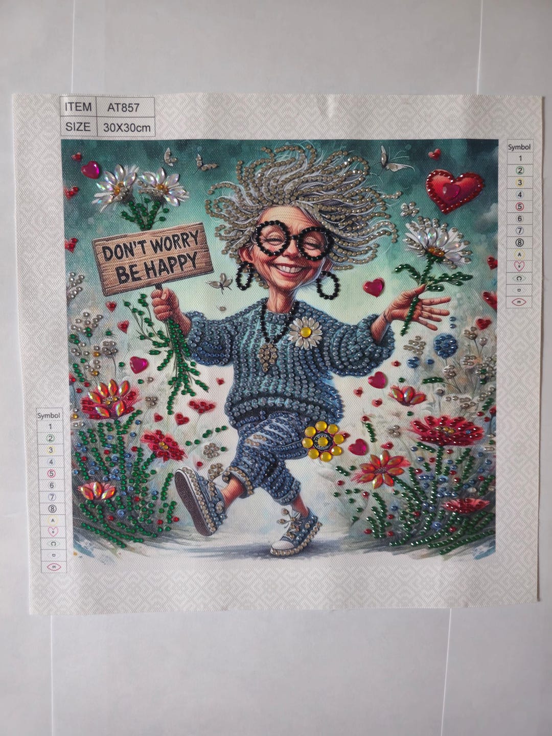Finished Diamond Painting – 30x30cm Dancing Grandma With "don't Worry ...
