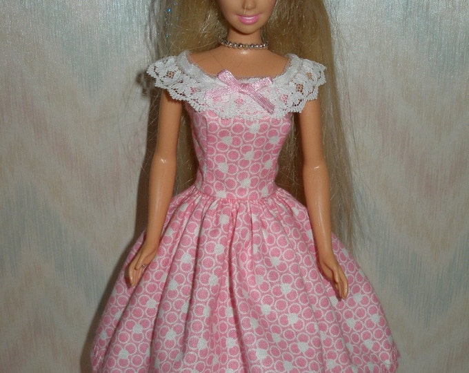 Handmade Barbie Doll Clothes Pink and White Dress - Etsy