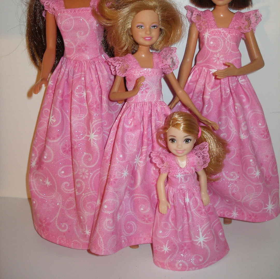 Handmade Fashion Doll Clothes - 4 Fashion Doll Sisters Set Pink ...