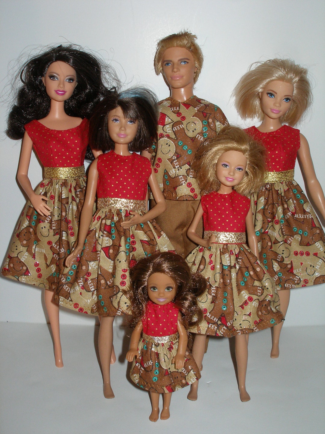 Handmade Fashion Doll Clothes Gingerbread Man Christmas Dress Sister ...