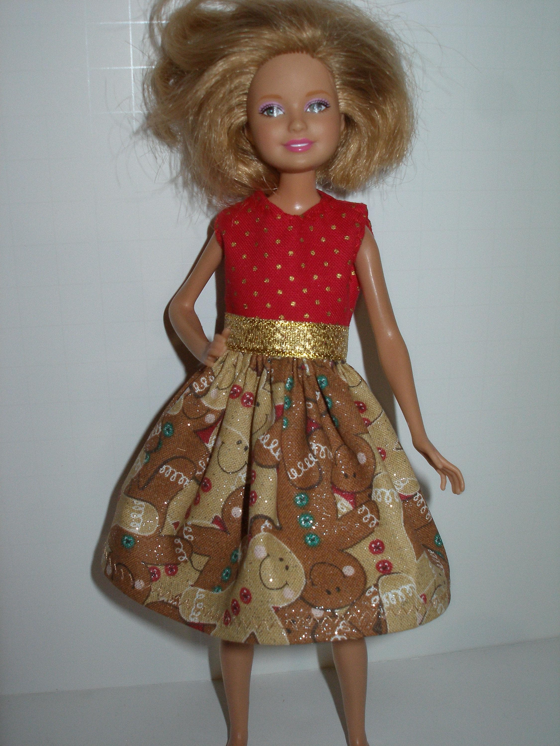 Handmade Fashion Doll Clothes - Gingerbread Man Christmas Dress ...