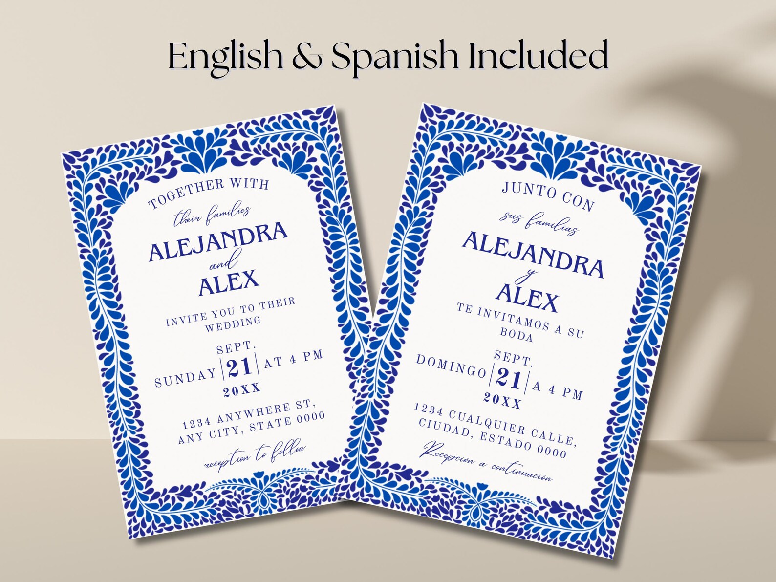 Blue Talavera Mexican Wedding Invite Template, Editable Printable ...