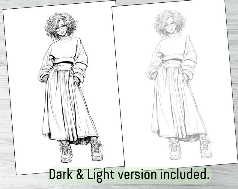 35 Fashion Girls Coloring Pages, Stylish Women Coloring Book, Printable ...