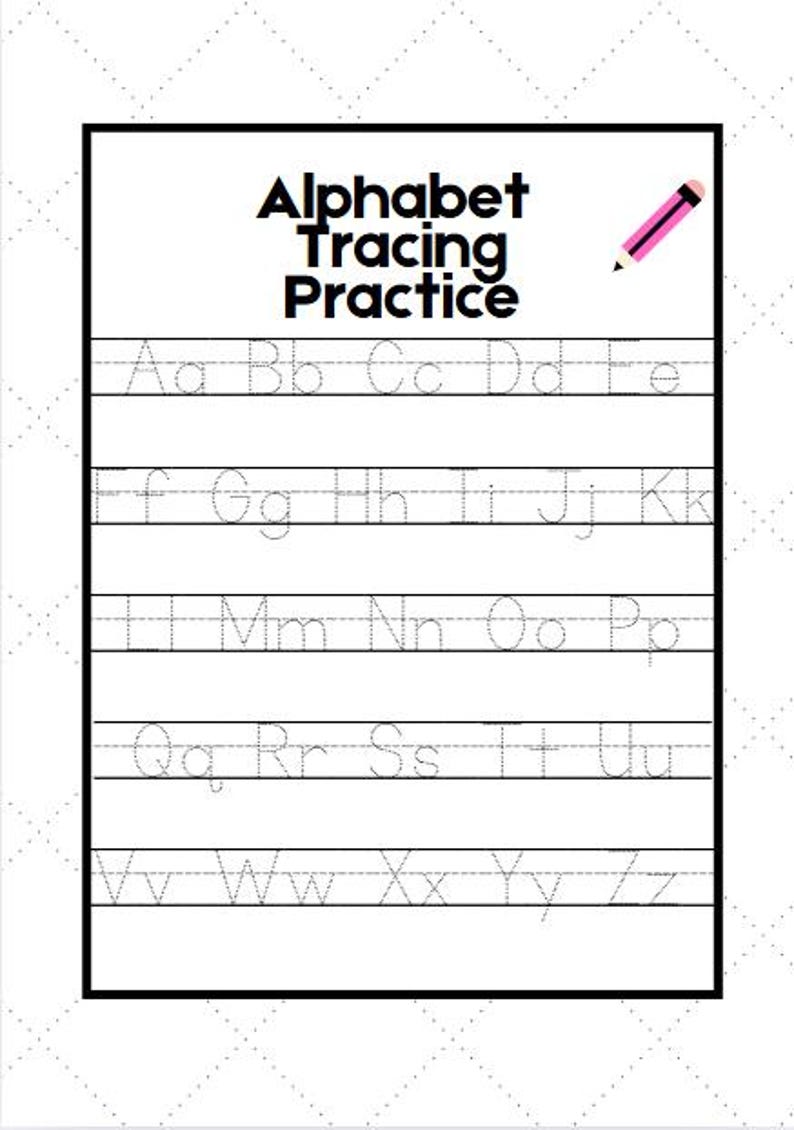 Alphabet Tracing Worksheet - Etsy