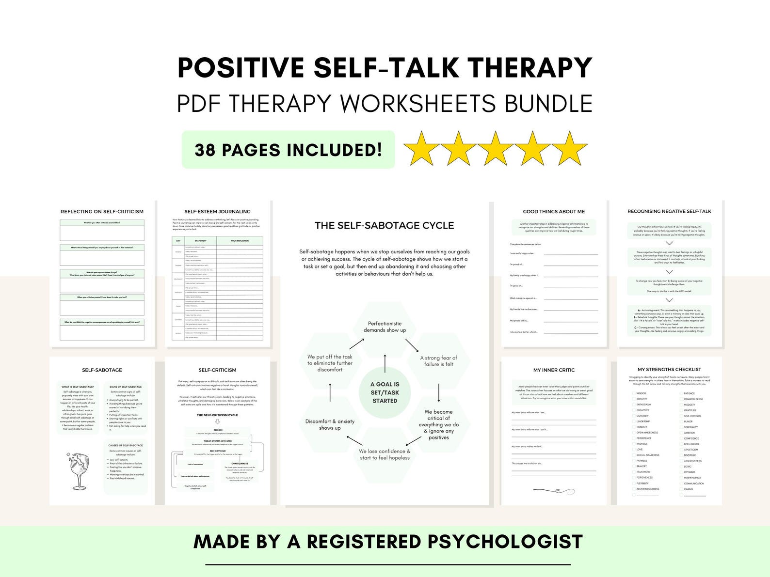 Positive Self-talk Worksheets for Self-belief & Confidence (PDF Digital ...