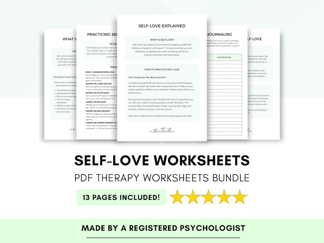 Self-love Worksheets for Self-compassion and Confidence (PDF Digital ...