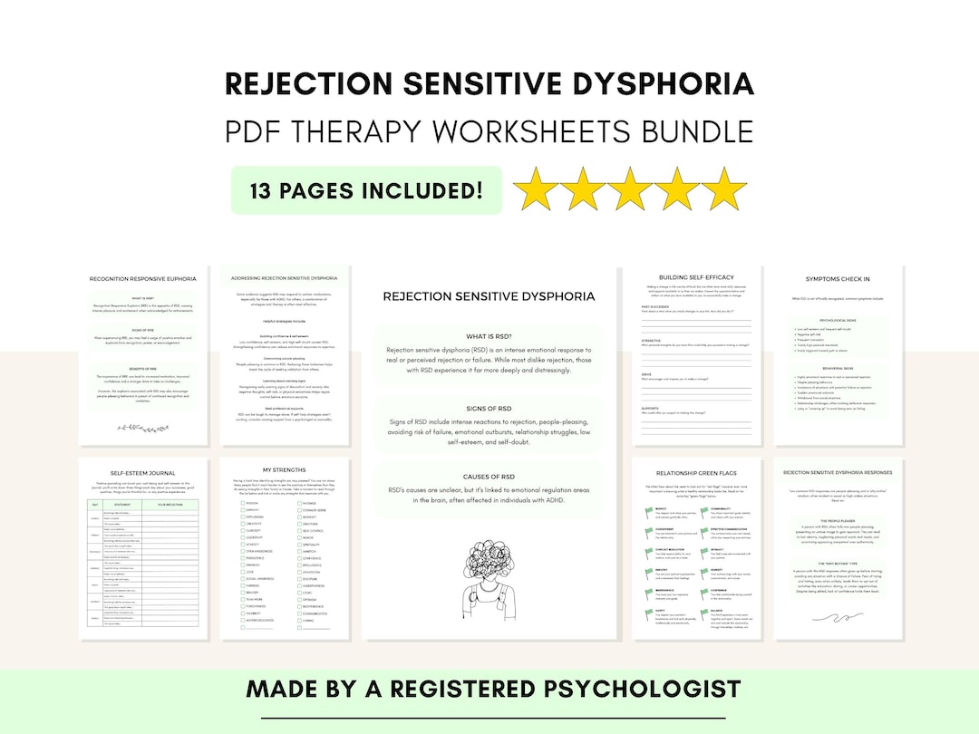RSD Therapy Worksheets for Managing Rejection Sensitivity and Building ...