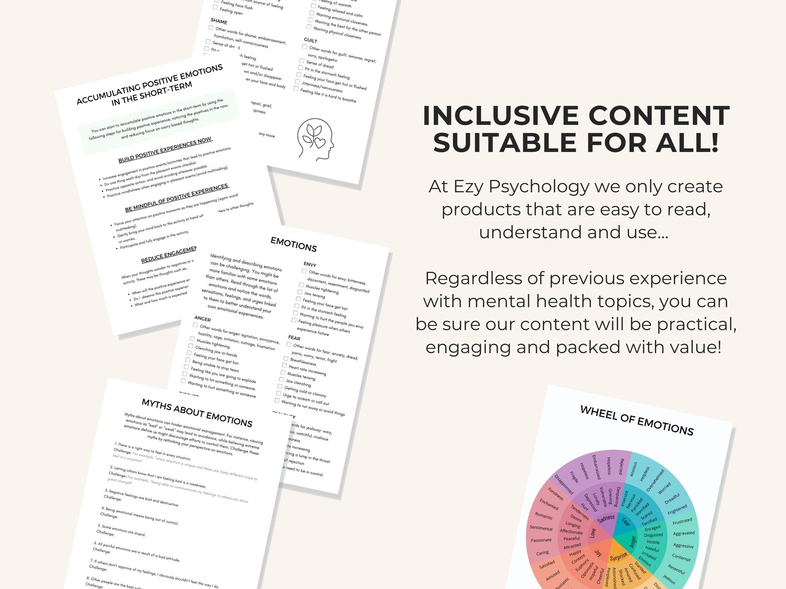 Wheel of Emotions Therapy Handout Bundle: Self-regulation (PDF Pattern ...