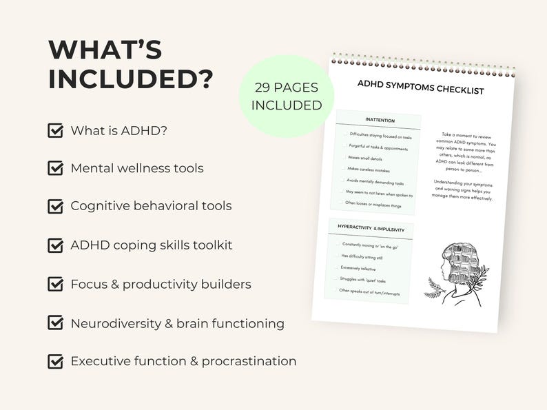 ADHD Late Diagnosis Therapy Worksheets Bundle for Adults & Teens ...