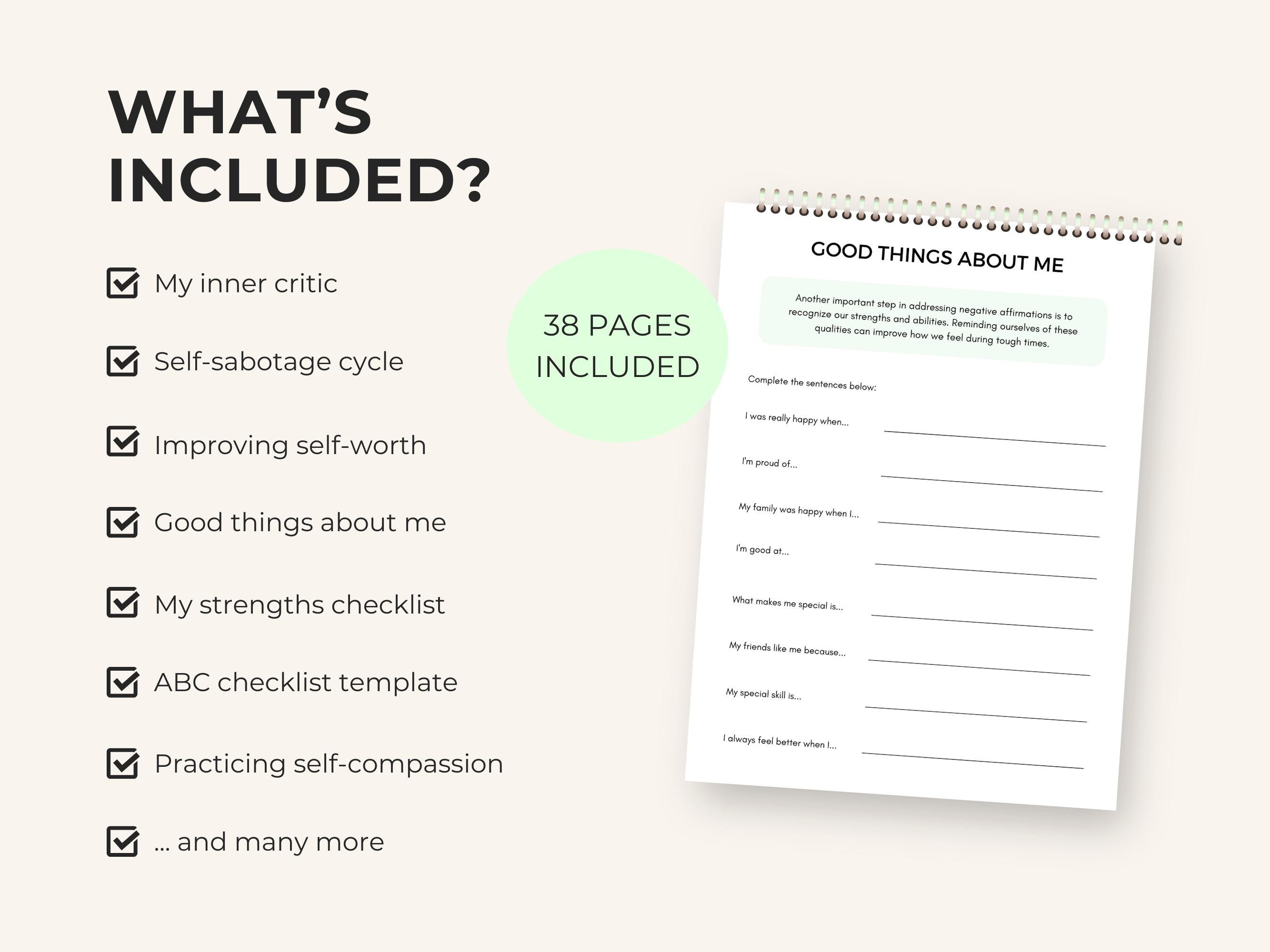 Positive Self Talk Worksheets for Building Self Belief and Self ...